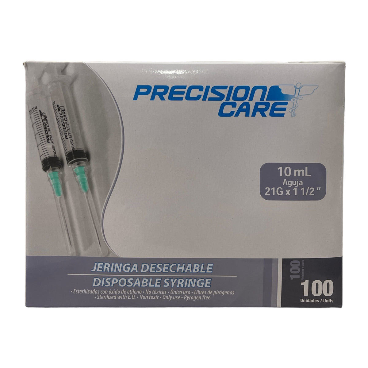 Jeringa desechable 10 ml 21G X 1 1/2" caja X 100 UND PRECISION CARE ...